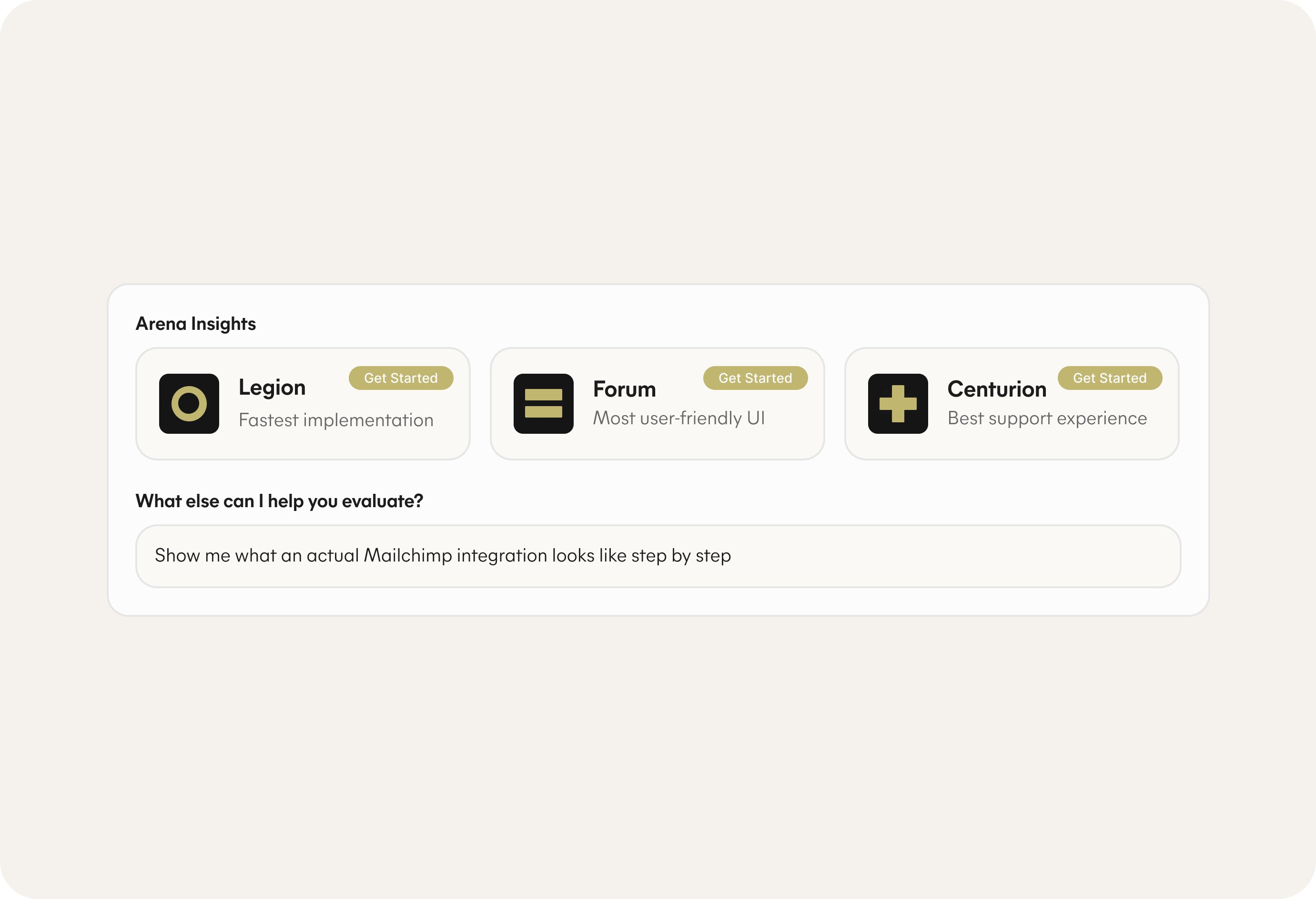 Arena | Evaluate vendors on your terms